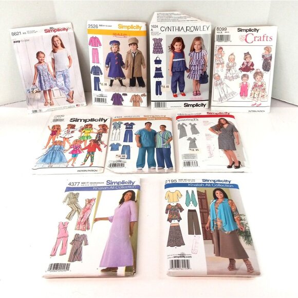 Simplicity | Other | Mixed Lot Of 9 Simplicity Sewing Patterns Children Adults Crafts Preowned ...